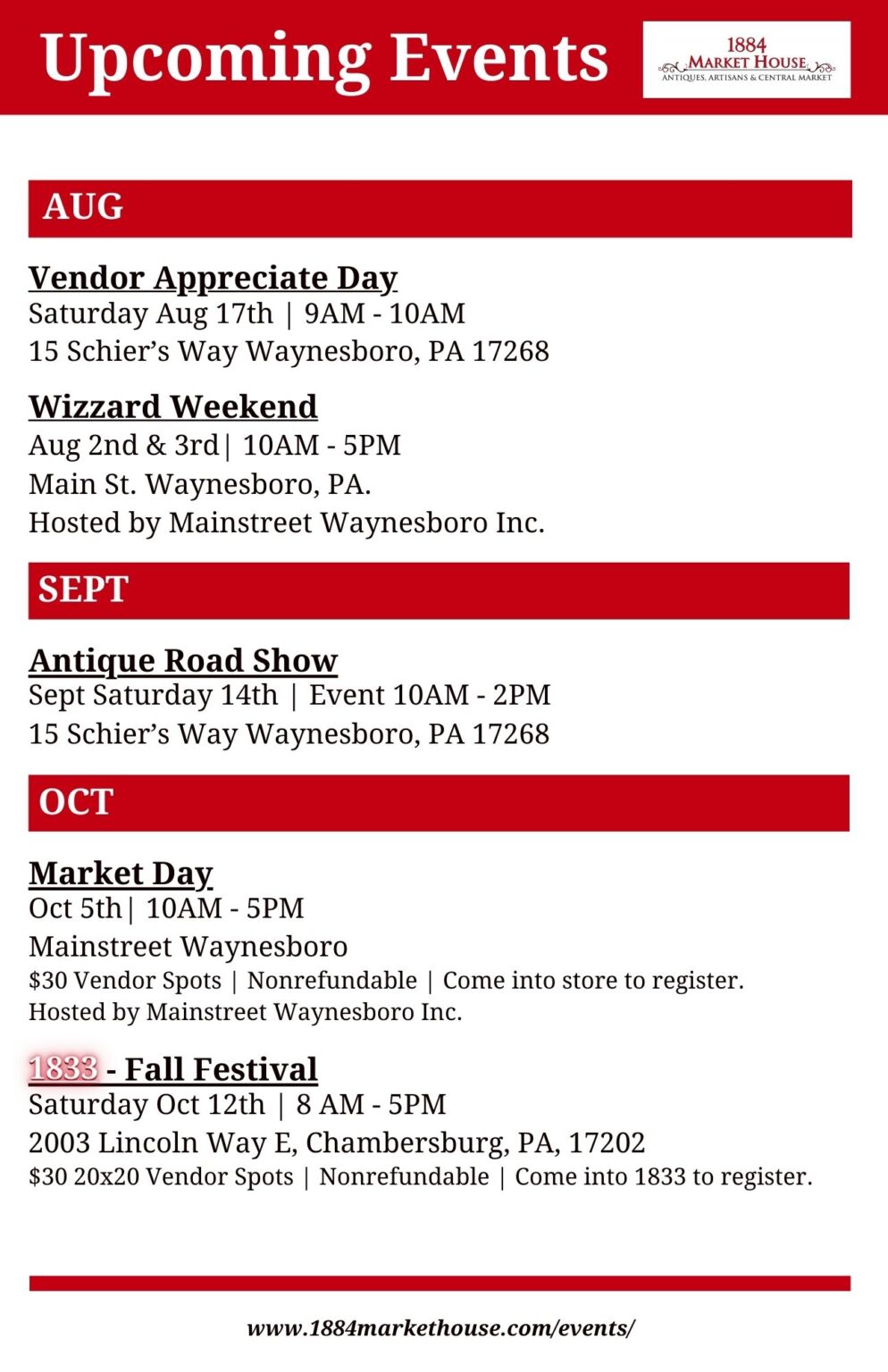 Events – 1884 Market House