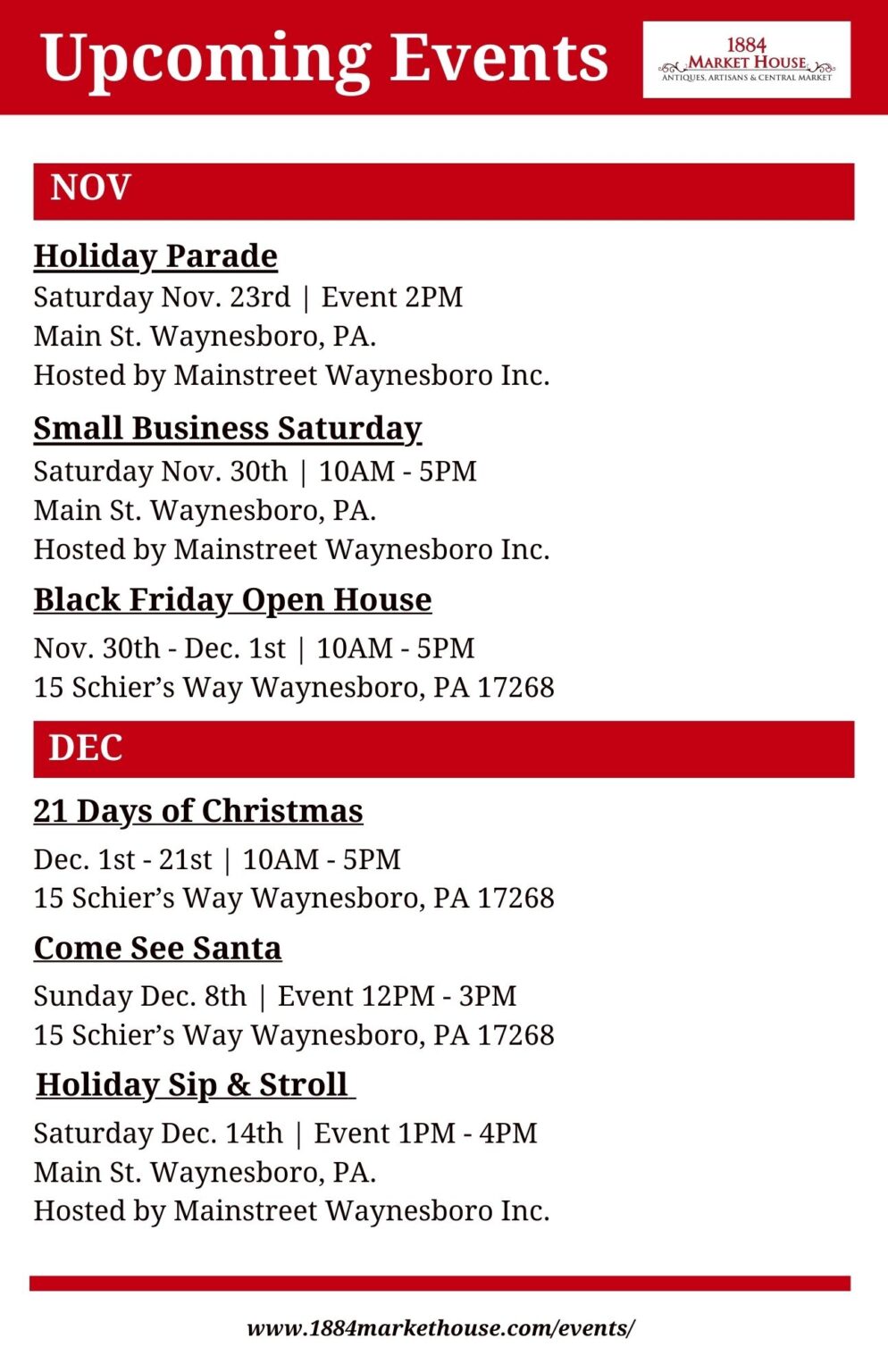 Events – 1884 Market House